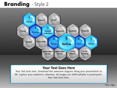 Hexagon Text Boxes Process Flow PowerPoint Slides Ppt Templates