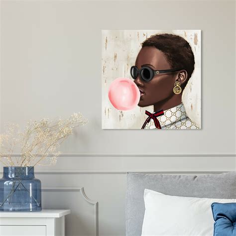 Oliver Gal Fashion And Glam Bubble Gum Babe Accessories Graphic Art