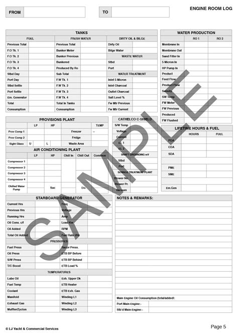 Engine Room Logbook Liz Jackson Yacht Log Books