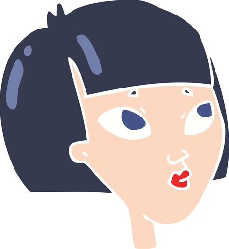 Flat Color Illustration Of A Cartoon Female Face 12176746 Vector Art At
