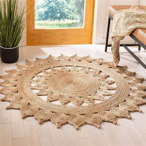 Dn Handicraft Boho Reversible Handmade Natural Fiber Round Jute Area