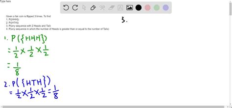 solved flip a fair coin three times assume that all sequences of coin