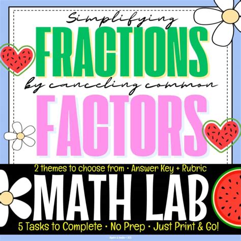Simplifying Fractions Before Multiplying Canceling Common Factors Math Lab