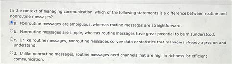 Solved In The Context Of Managing Communication Which Of