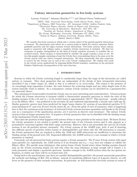 Pdf Unitary Interaction Geometries In Few Body Systems
