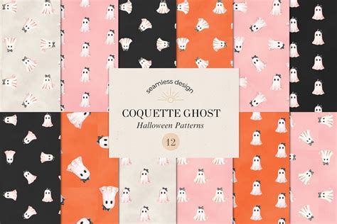 Coquette Ghost Cute Halloween Patterns Graphic By Pixelpoetryboutique