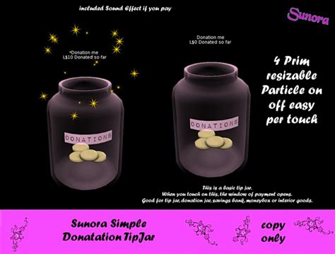 Second Life Marketplace - Sunora Simple Donatation TipJar