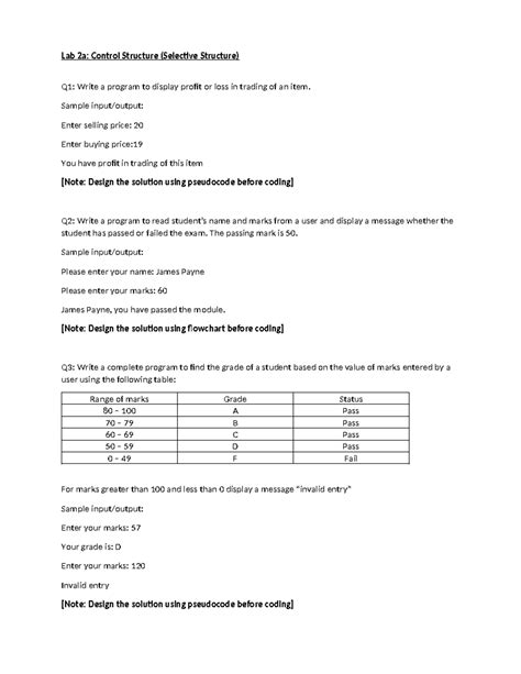 Lab 2a Lab 2b Control Structure Selective Structure Lab 2a Control Structure Selective