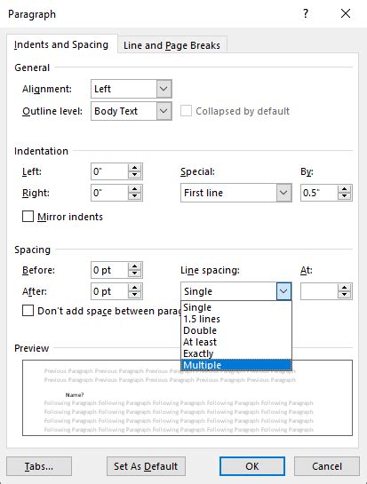 Line Spacing Leading