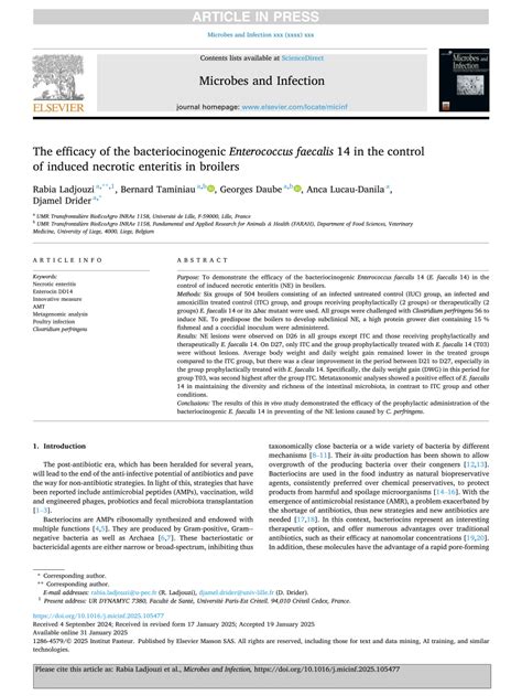 Pdf The Efficacy Of The Bacteriocinogenic Enterococcus Faecalis 14 In
