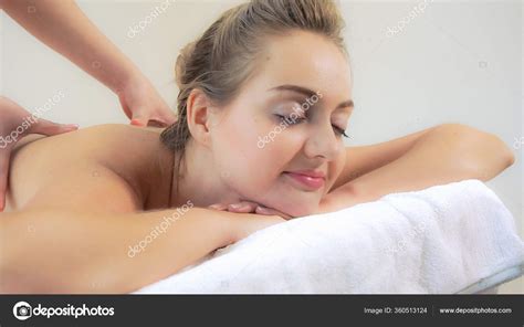 Relaxed Woman Getting Back Massage Luxury Spa Professional Massage