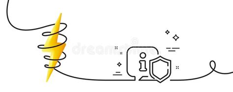 Shield Line Icon Privacy Secure Sign Continuous Line With Curl Vector Stock Illustration