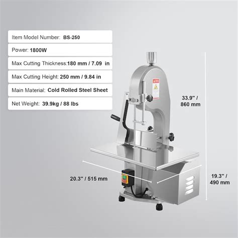 Vevor Die Cast Aluminum Sus 1800 W 709 In Bone Saw Machine Plug In