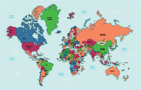 Vistoso Mundo Mapa Con País Nombres 20355315 Vector En Vecteezy