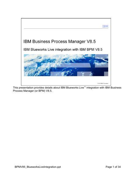 This Presentation Provides Details About IBM Blueworks Live Support