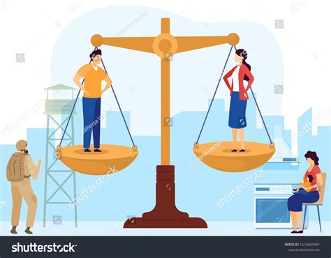 Gender Equality Characters Woman Man Stand Stock Vector Royalty Free