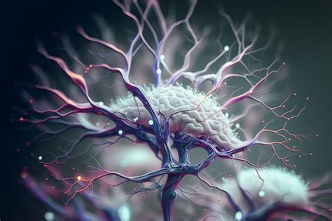 Premium Photo Neuron Cells With Glowing Link Knots Neurons In Brain On With Focus Effect