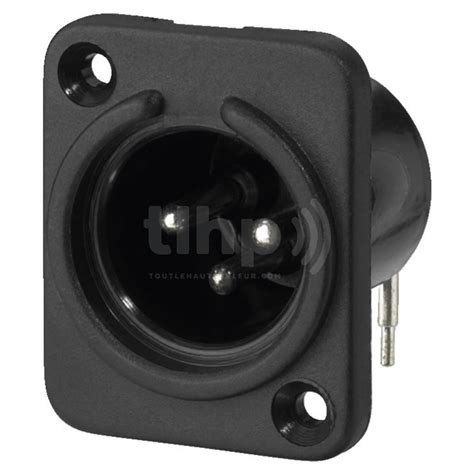 Black Plastique Male Xlr Chassis Socket 3 Poles Pcb Mounting