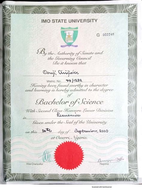 Bachelor Of Science Degree Certificate Pdf