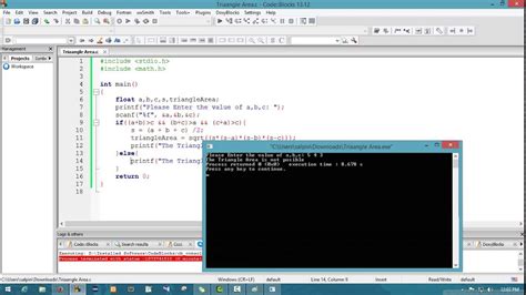 How To Solve Triangle Area In C Programming Youtube
