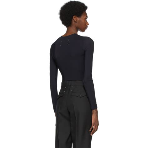 Maison Margiela Black Second Skin Long Sleeve Bodysuit Maison Margiela