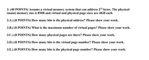 solved 3 40 points assume a virtual memory system that