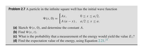 solved problem 2 7 a particle in the infinite square well