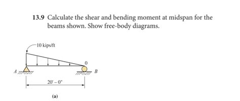 solved 3 9 calculate the shear and bending moment at midspan