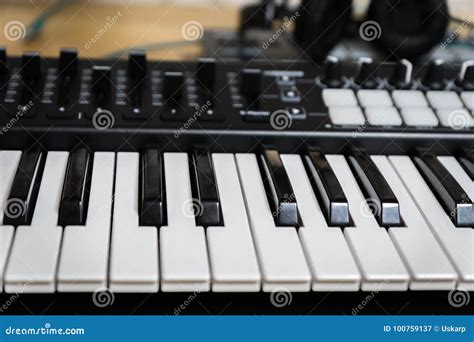 MIDI Keyboard Synthesizer Piano Keys Stock Image Image Of Creativity Entertainment 100759137