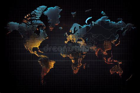 Data Around The World World Map Illustrationgenerative Ai Stock