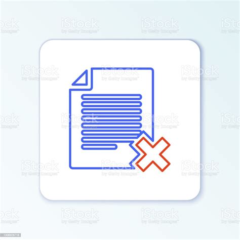 흰색 배경에서 격리된 파일 문서 아이콘을 삭제하는 줄입니다 거부된 문서 아이콘입니다 종이에 교차합니다 다채로운 개요 개념 벡터 거절에 대한 스톡 벡터 아트 및 기타 이미지