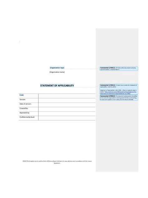 Statement Of Applicability Pdf