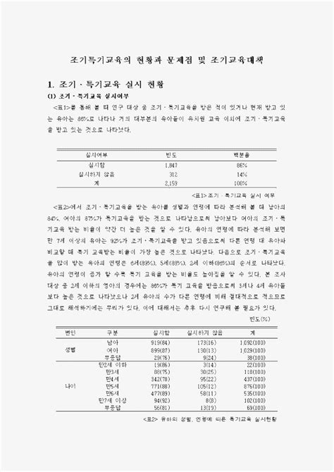 조기특기교육의 현황과 문제점 및 조기교육대책
