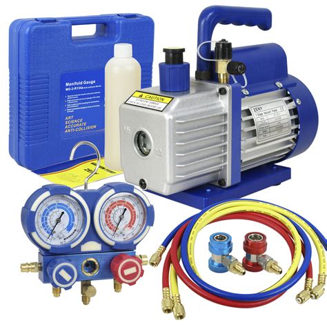 35cfm 14hp Air Vacuum Pump Hvac And Solid R134a Kit Ac Ac Manifold