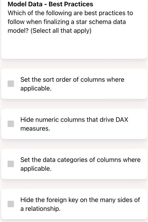 Model Data Best Practices Which Of The Following Are Best Practices To Follow When Finalizing