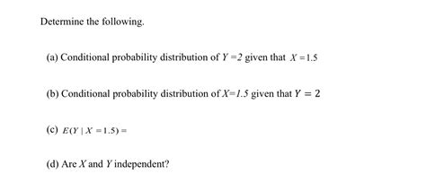 Determine The Following A Conditional Probability Chegg