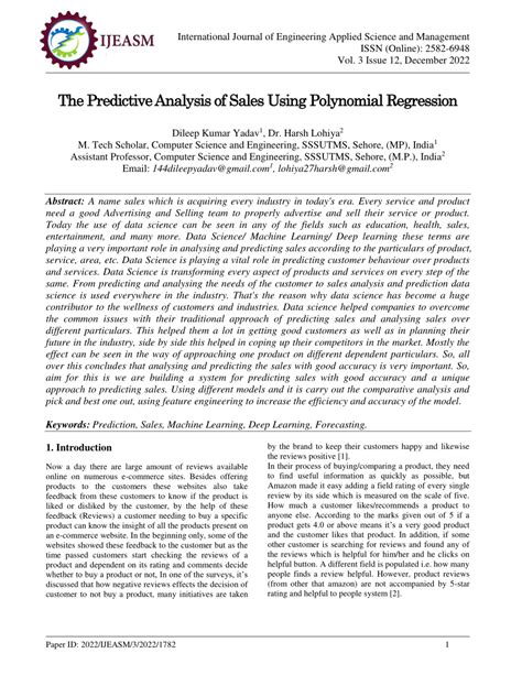 Pdf The Predictive Analysis Of Sales Using Polynomial Regression