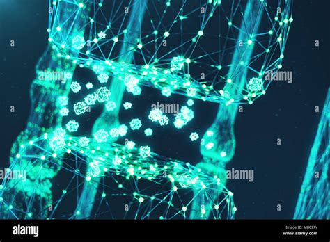 3d Rendering Blue Glowing Synapse Artificial Neuron In Concept Of Artificial Intelligence