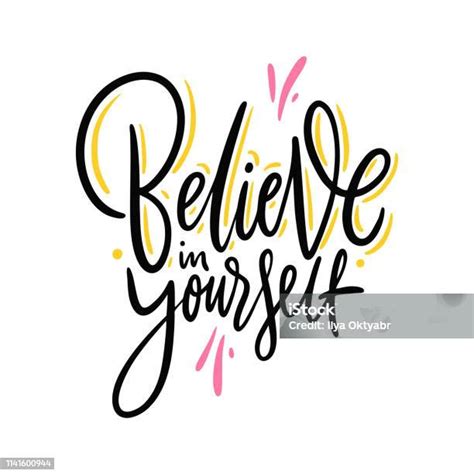 자신을 믿으 십시오 손으로 그린 벡터 레터링 동기 부여 영감 따옴표 디자인에 대한 스톡 벡터 아트 및 기타 이미지 디자인