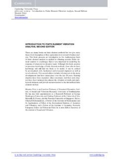 INTRODUCTION TO FINITE ELEMENT VIBRATION ANALYSIS Introduction To Finite Element Vibration