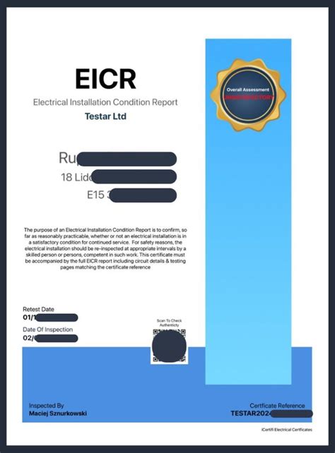 Eicr Example How A Completed Report Certificate Looks Eicr Example How A Completed Report Certificate Looks