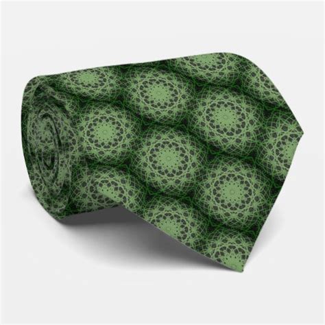 Dark Green Atomic Mandala Tie Zazzle