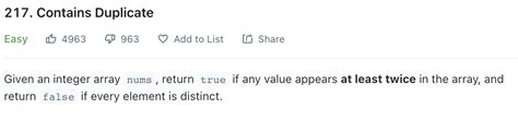 💻 Leetcode Contains Duplicate 217