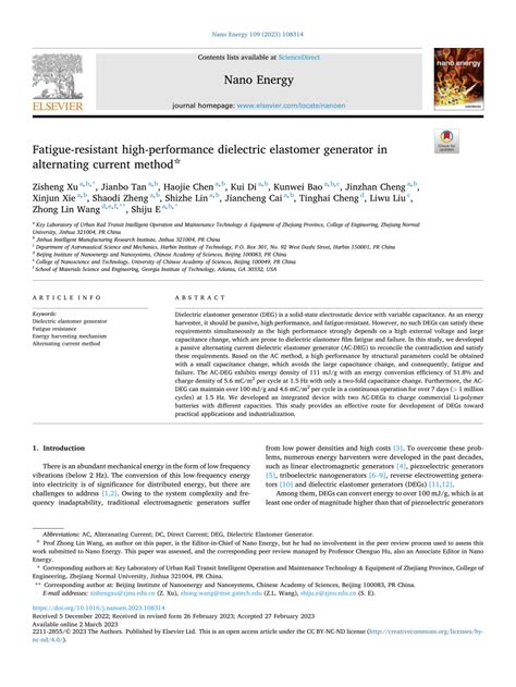 Pdf Fatigue Resistant High Performance Dielectric Elastomer Generator In Alternating Current