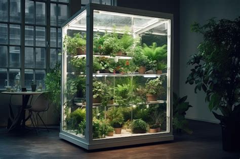 Premium AI Image Smart Greenhouse Controlling Temperature And Humidity Created With Generative Ai