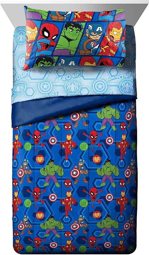 Marvel Avengers Twin Bed Set Superhero Comforter With Spiderman Iron
