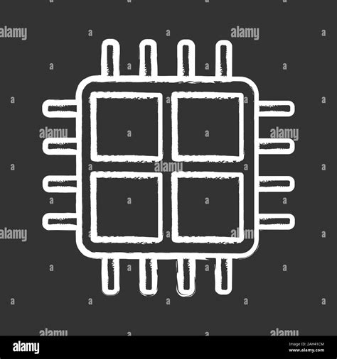Quad Core Processor Chalk Icon Four Core Microprocessor Microchip Chipset Cpu Central