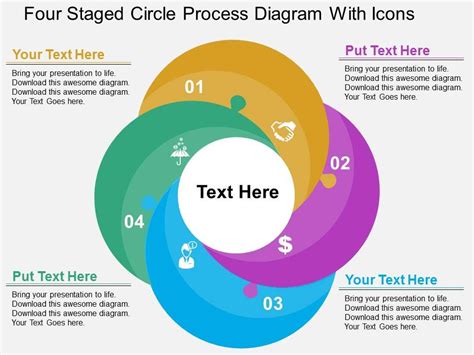 Four Staged Circle Process Diagram With Icons Flat Powerpoint Design