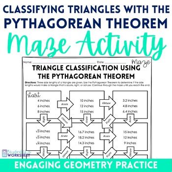 Classifying Triangles Using The Pythagorean Theorem Geometry Activity