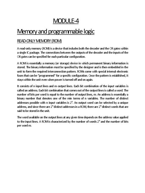 Module 4 Memory And Programmable Logic Read Only Memory Rom Pdf Field Effect Transistor